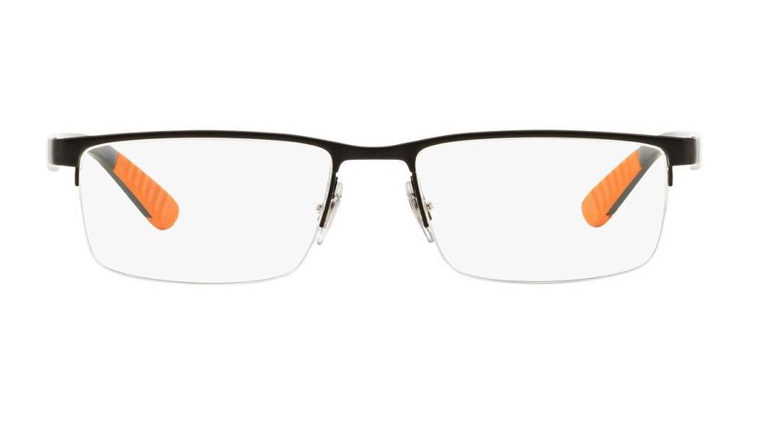 Black Rectangle Semi-Rimmed Eyeglasses Rayban - FRB6305I250354 at best ...