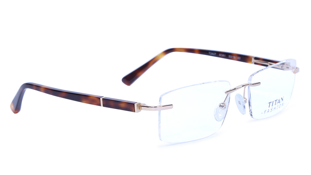Gold Rectangle Rimless Eyeglasses Titan - T2427A1A1 at best price ...