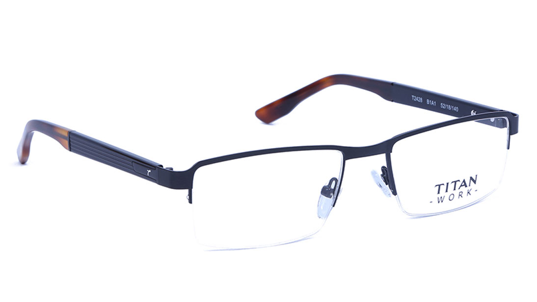 Black Rectangle Semi-Rimmed Eyeglasses Titan - T2428B1A1 at best price ...