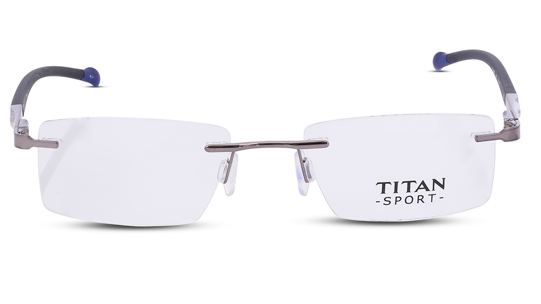 Silver Rectangle Rimless Eyeglasses Titan - TS1009MRP1 at best price ...