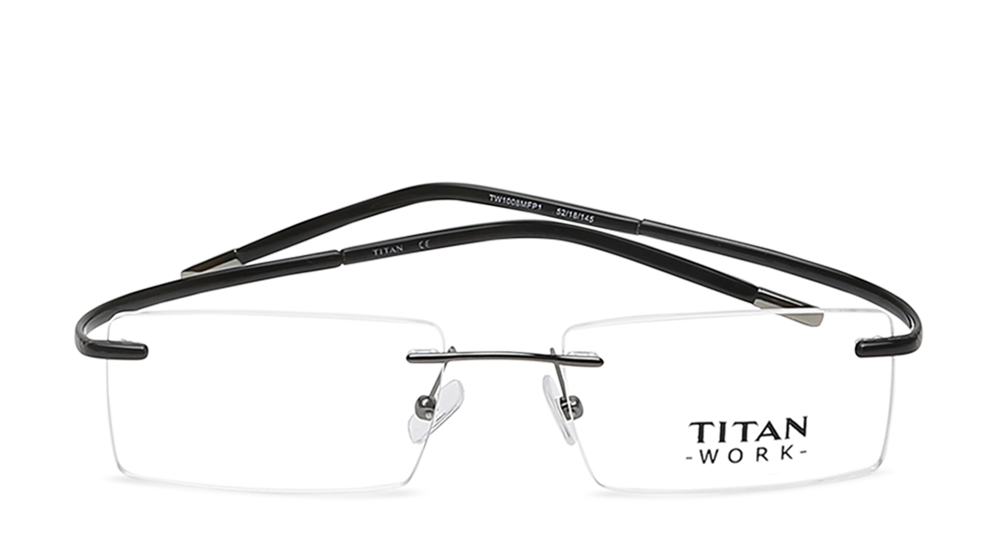 Silver Rectangle Rimless Eyeglasses Titan - TW1008MFP1 at best price ...