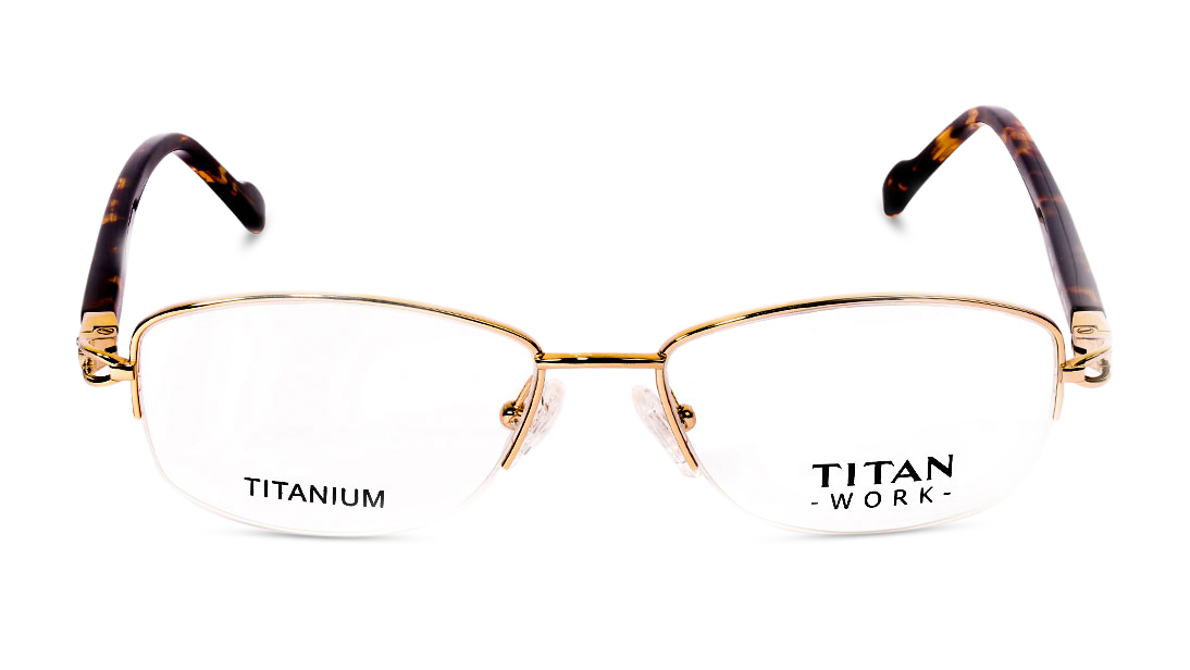 Gold Rectangle Semi-Rimmed Eyeglasses Titan - TW1018WHM1 at best price ...