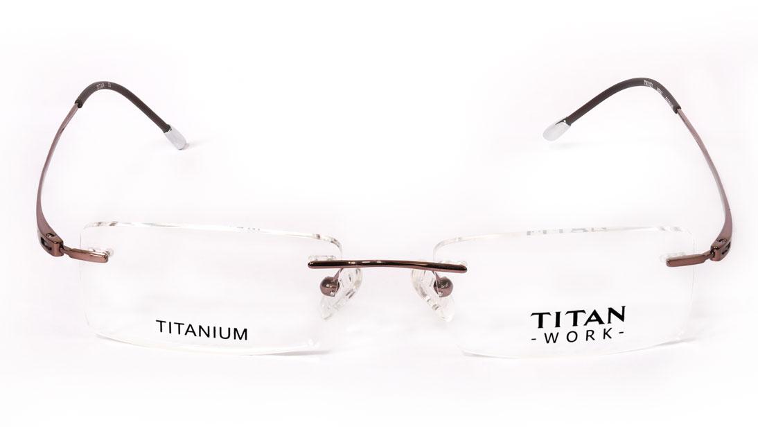 Brown Rectangle Rimless Eyeglasses Titan - TW1021MRM1 at best price ...